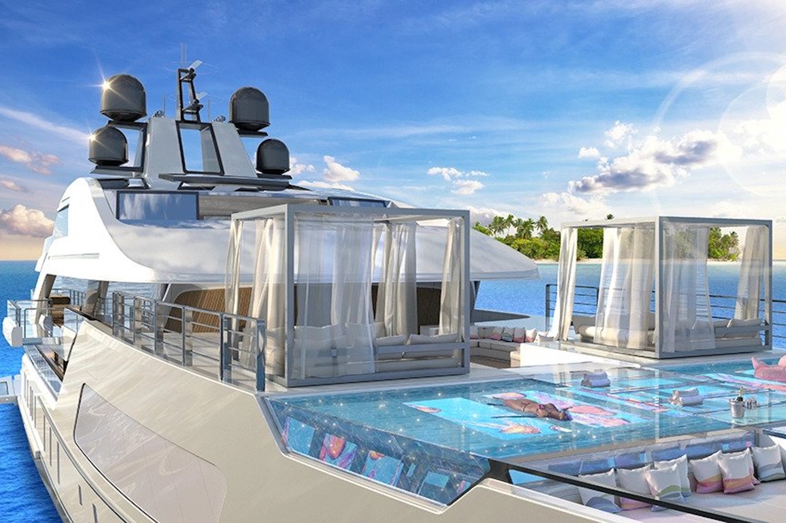 Superyacht Soaker? This 240-Foot Concept Has Two Pools That Sit Right ...